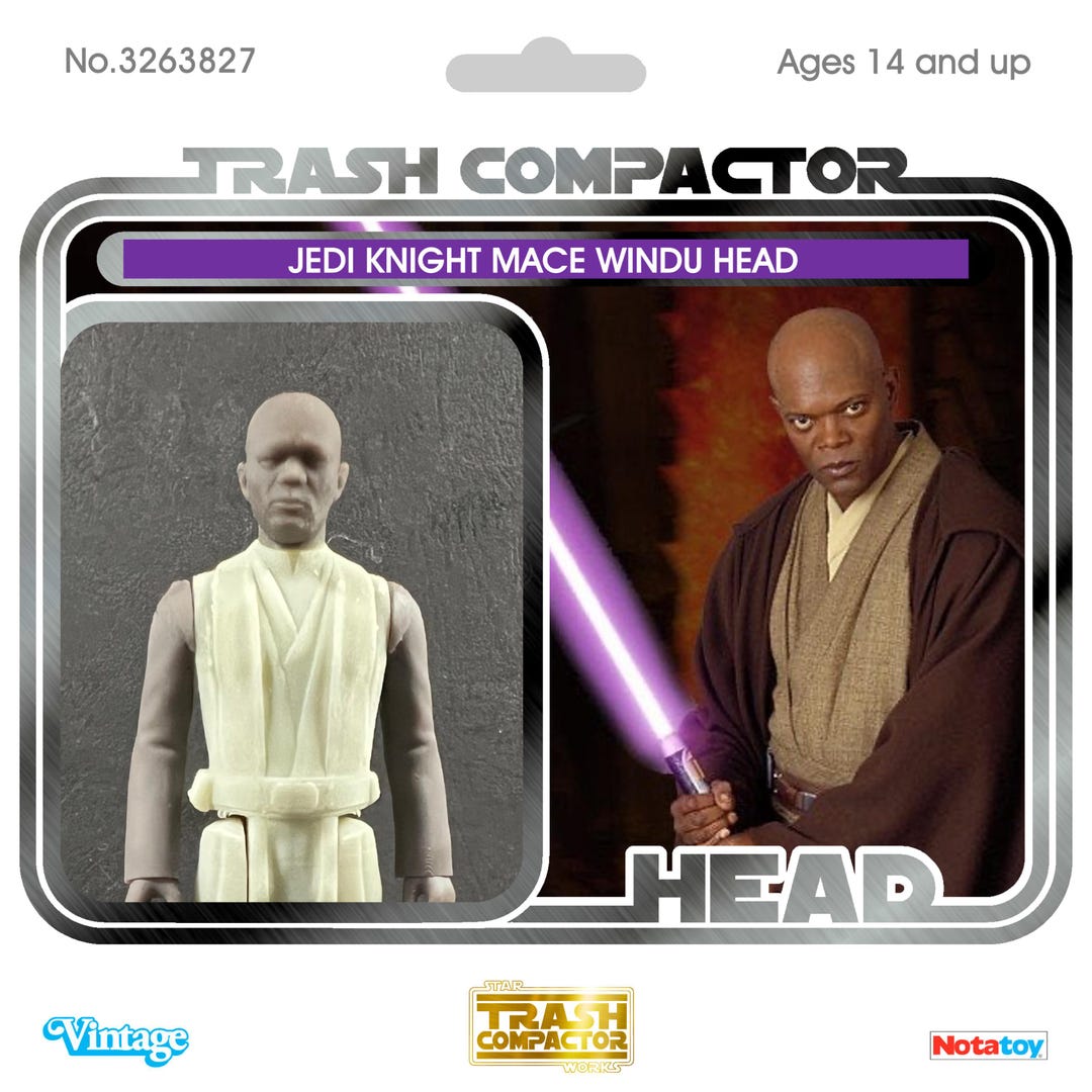 Jedi Knight Mace Windu Head - 3D Printed Model Kit- Vintage-style Star ...