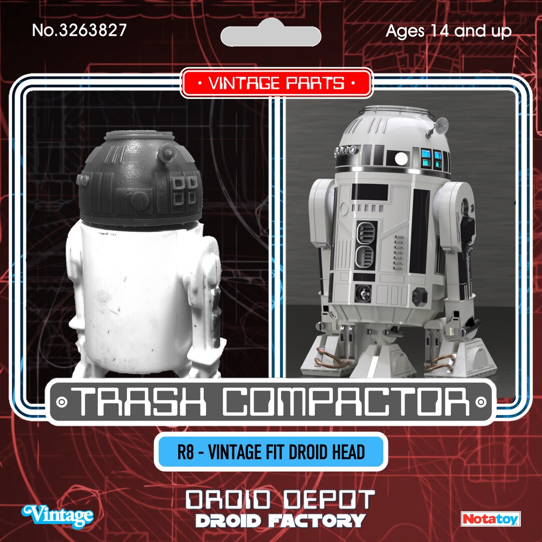 R8 Droid Head - Vintage Fit - 3D Printed- Vintage-style Star Wars ...