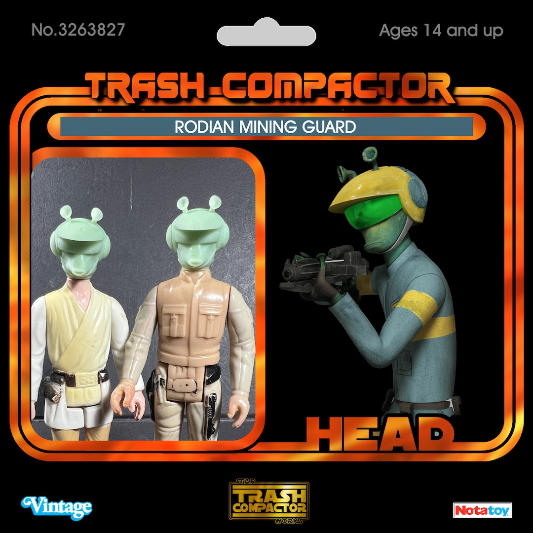 Rodian Mining Guard Head - 3D Printed- Vintage-style Star Wars Custom ...