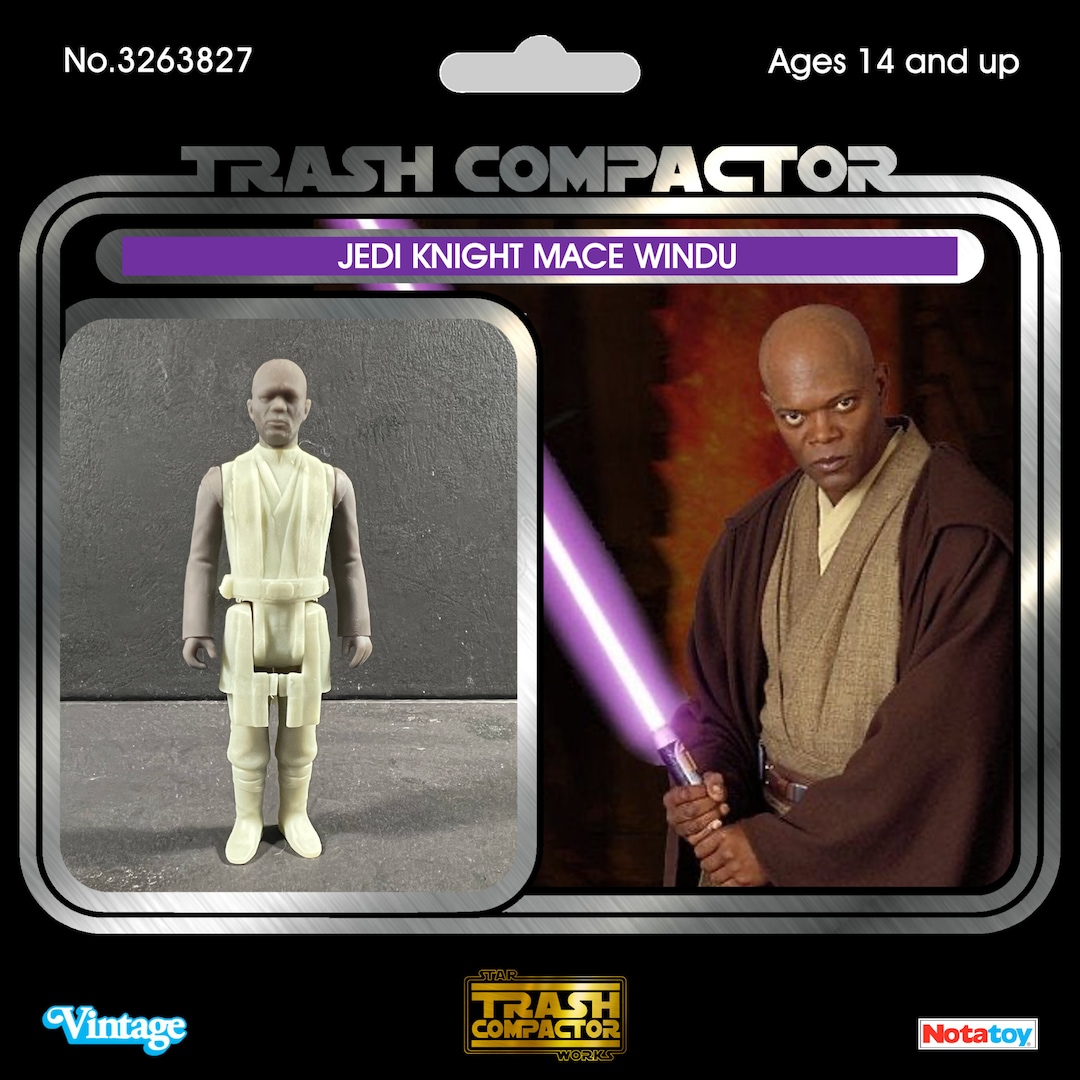 Jedi Knight Mace Windu - 3D Printed Model Kit- Vintage-style Star Wars ...