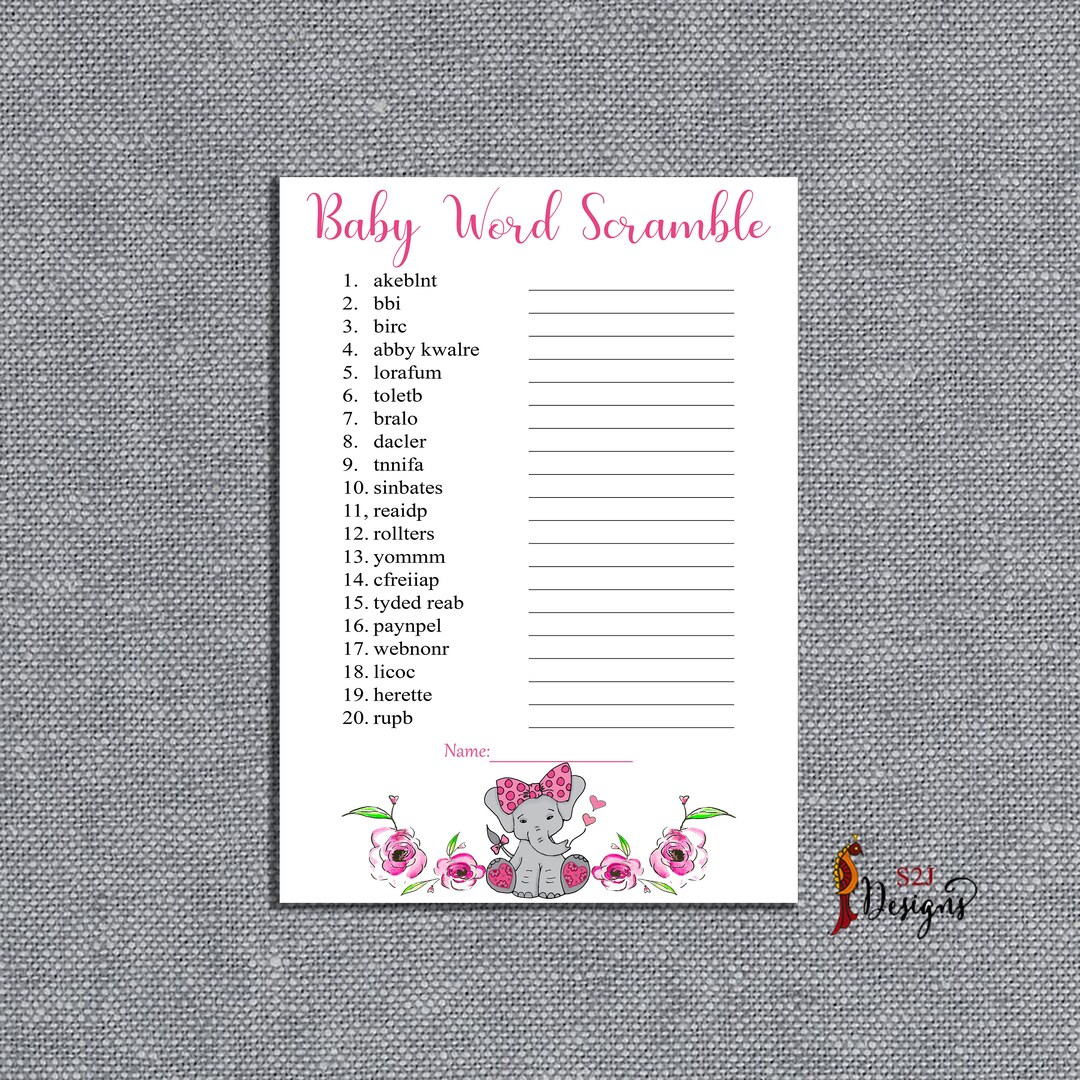 Girl Baby Shower Word Scramble Game Baby Girl Word Scramble - Etsy
