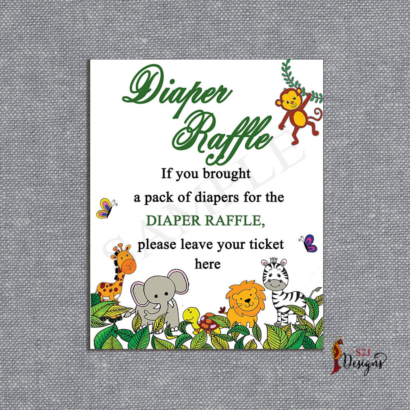JUNGLE SAFARI Baby Shower Diaper Raffle Tickets and Diaper - Etsy Canada