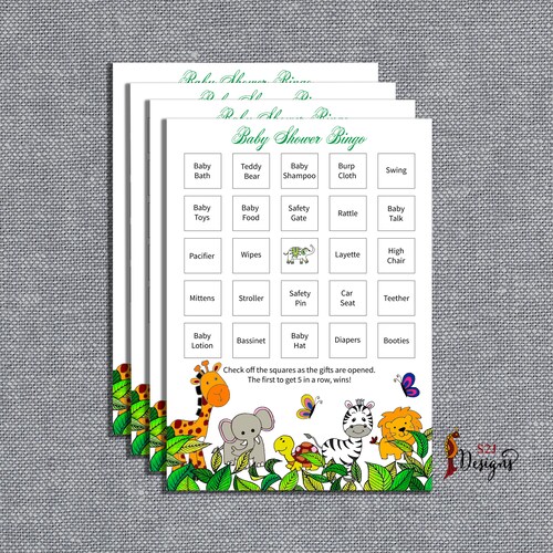 Safari Baby Shower Bingo Cards Printable Blank Bingo Cards - Etsy
