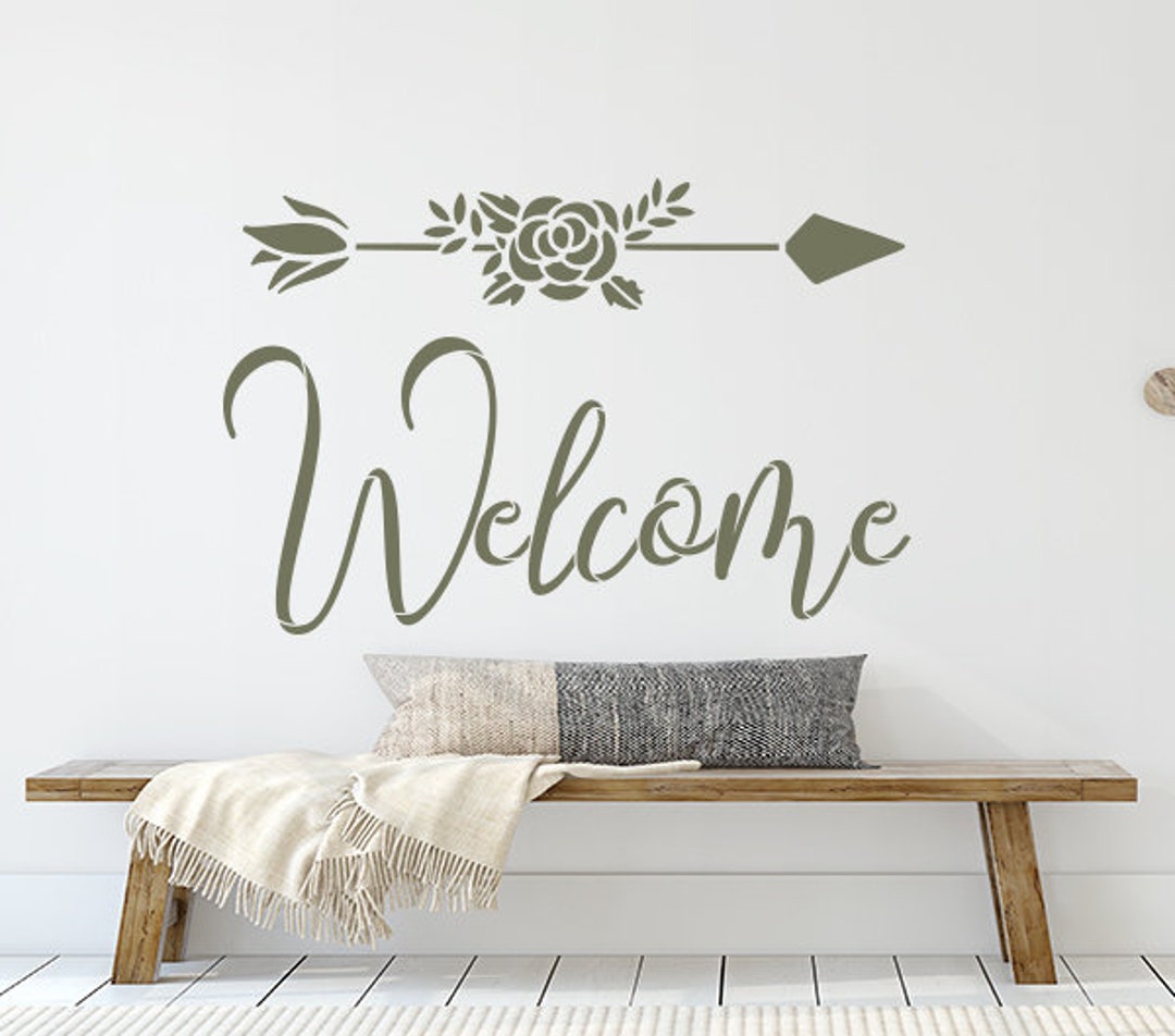 Bienvenue Stencil Sign Boho Style Word Love Words Plaque Painting Wall ...
