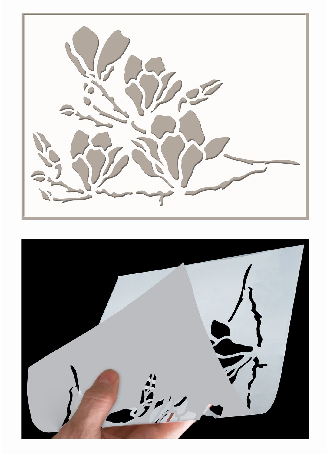 Magnolia Stencil Flowers Blossom Tree Ornament Painting Furniture Wall ...