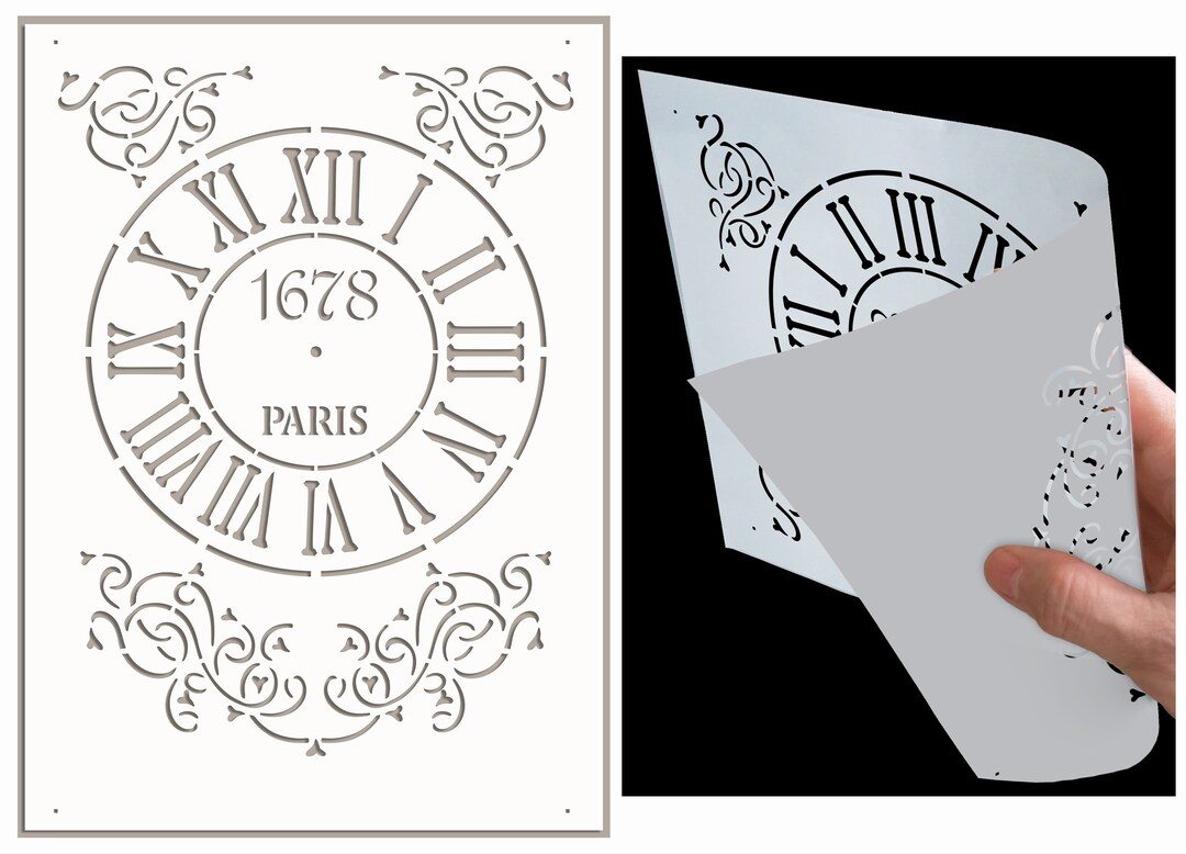 Clock Face Stencil Ornaments Vintage Shabby Chic Pinting Wall Furniture ...