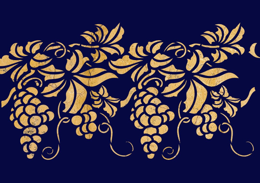 Grapes Stencil Garden Border Painting Wall Furniture Canvas Wood Floor ...