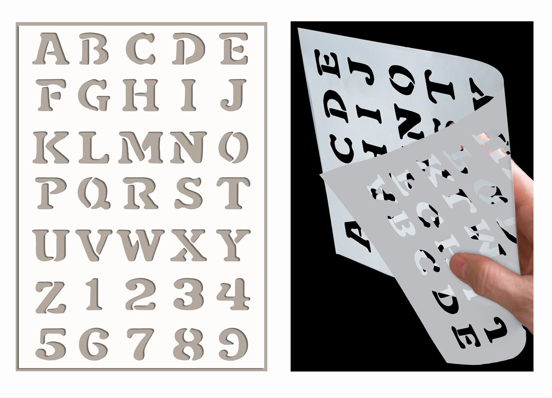 Block Letters Alphabet A-Z Stencil Numbers Lettering Drawing Cardmaking ...