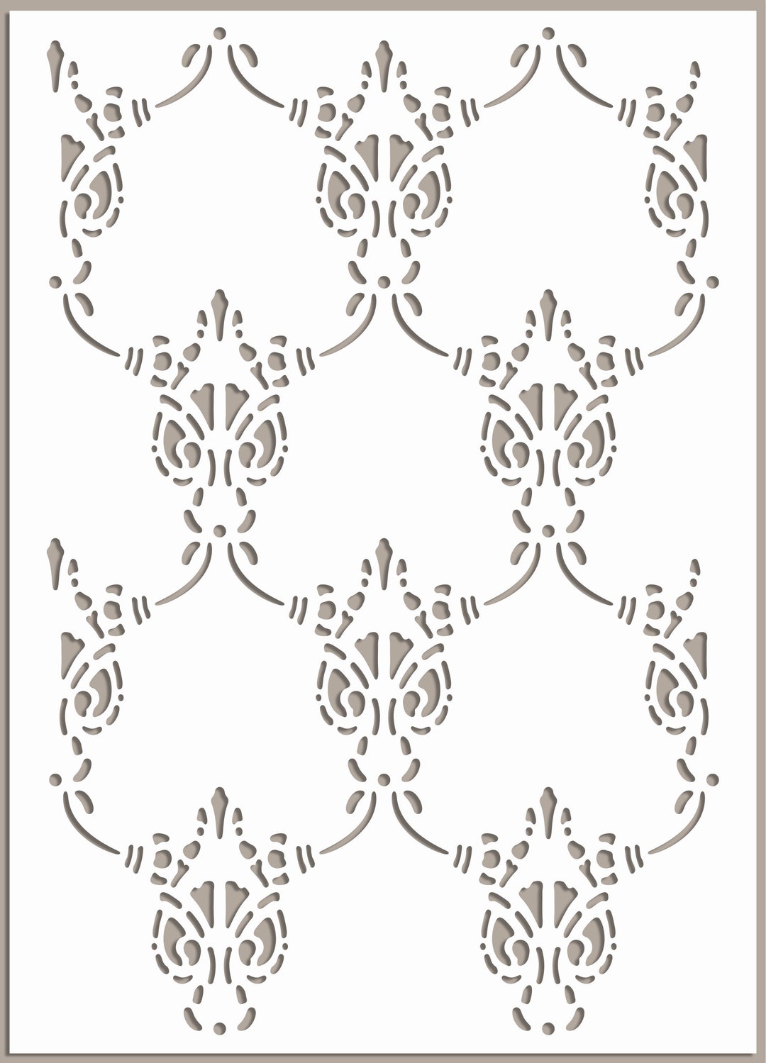 French Floral Stencil Allover Pattern Painting Furniture Wall Canvas ...