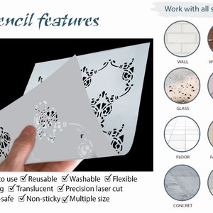 French Floral Stencil Allover Pattern Painting Furniture Wall Canvas ...