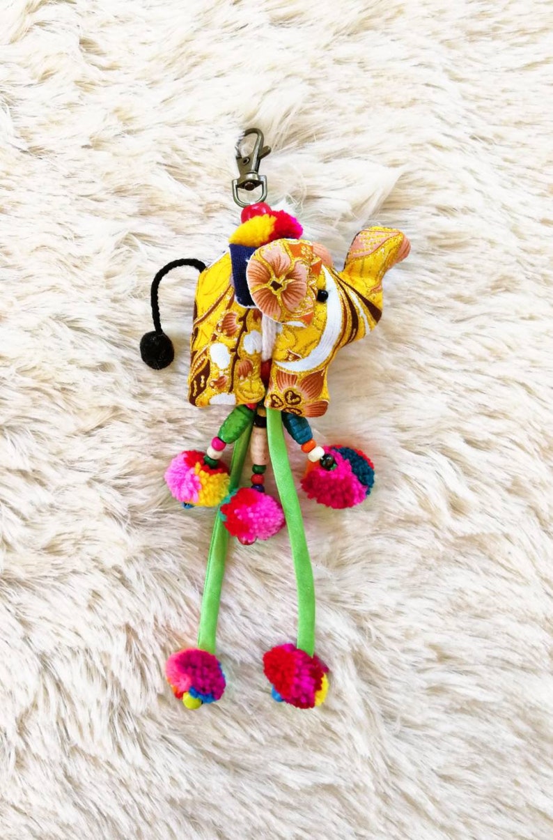 Keychain Elephant Fabric Handmade Thailand Key Chain Wedding for ...