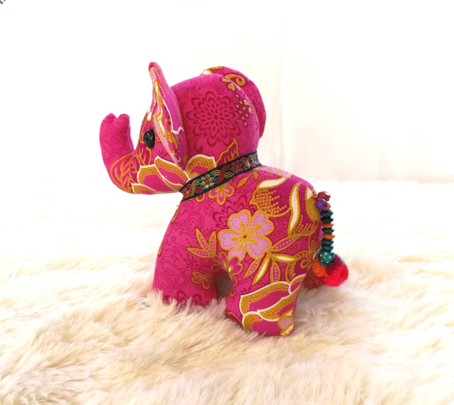 Elephant Doll Stuffed Elephant Handmade Cotton Fabric Toy Animal Doll ...