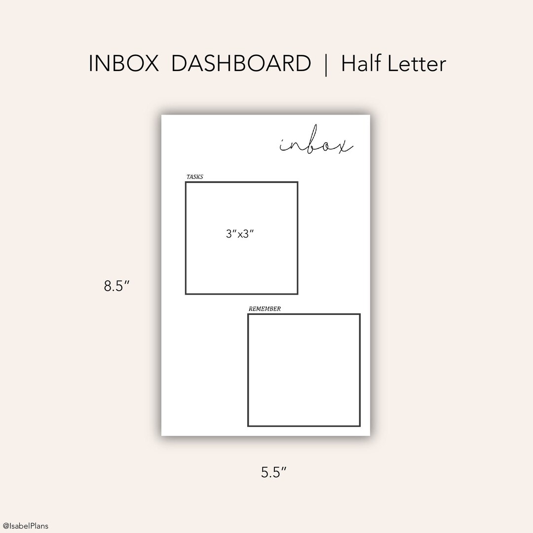 Inbox Dashboard Half Letter Junior Discbound Planner Inserts Printable ...