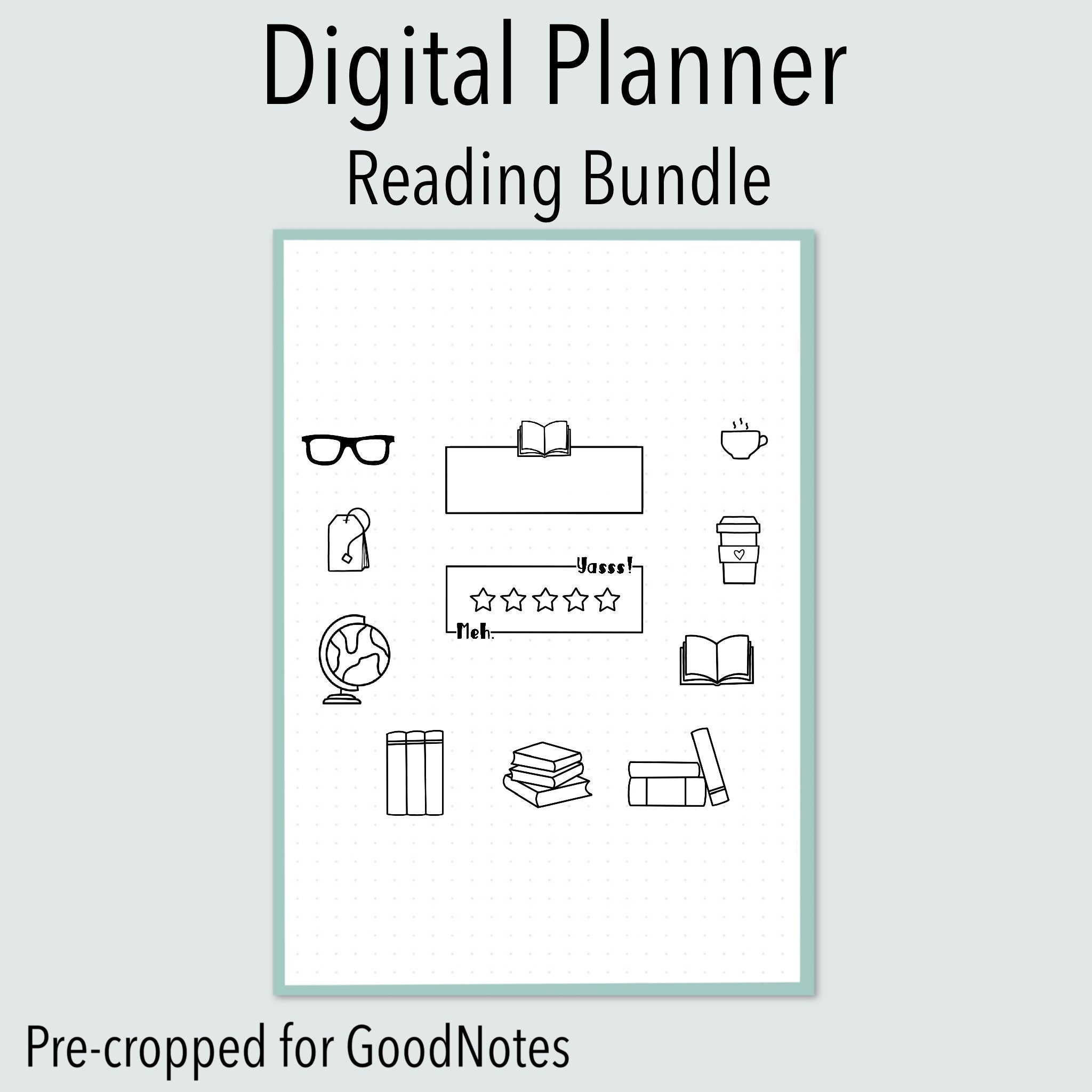 Reading Bundle Digital Planner Stickers FREE Goodnotes File - Etsy ...