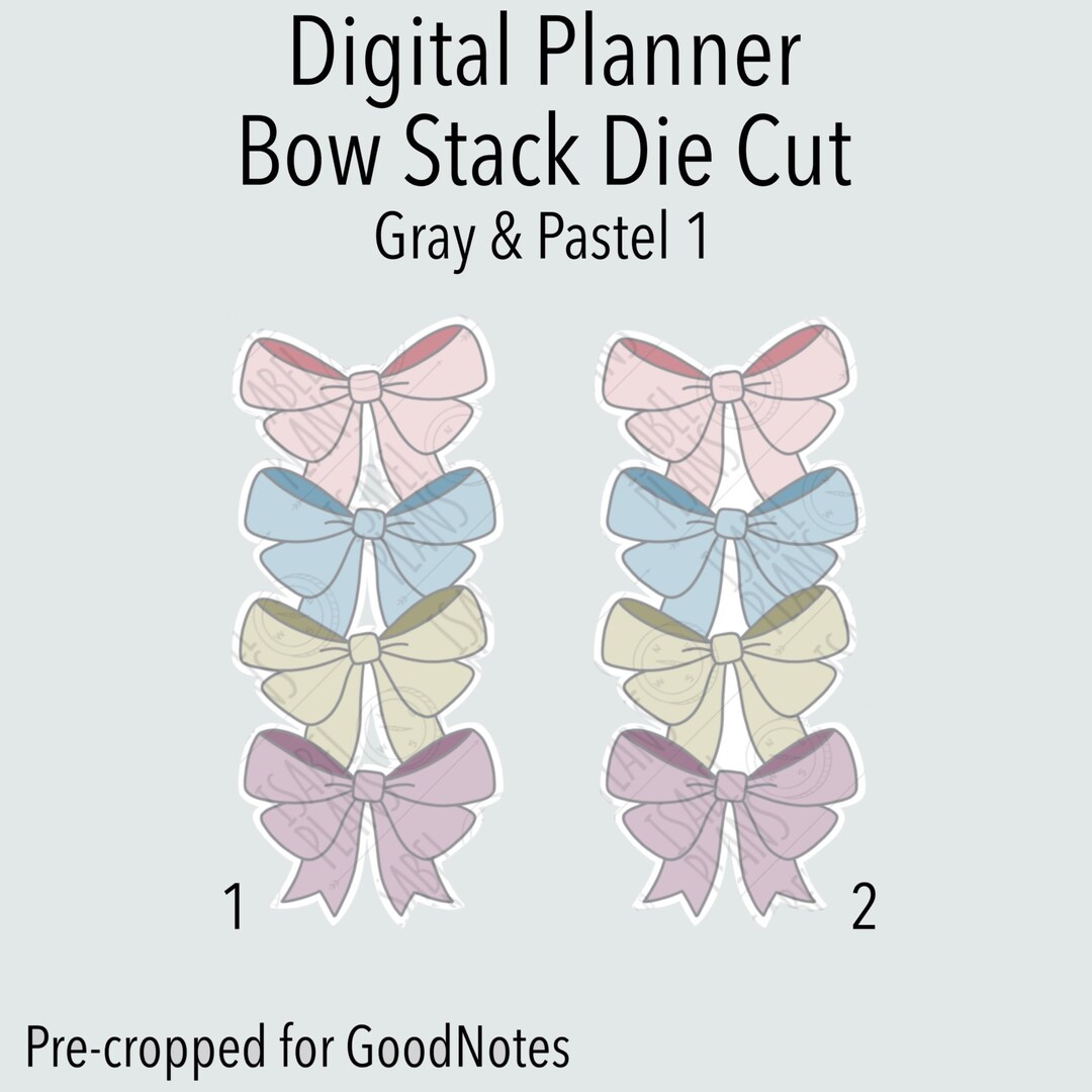 Bow Stack Die Cut in Pastel and Gray Digital Planner - Etsy