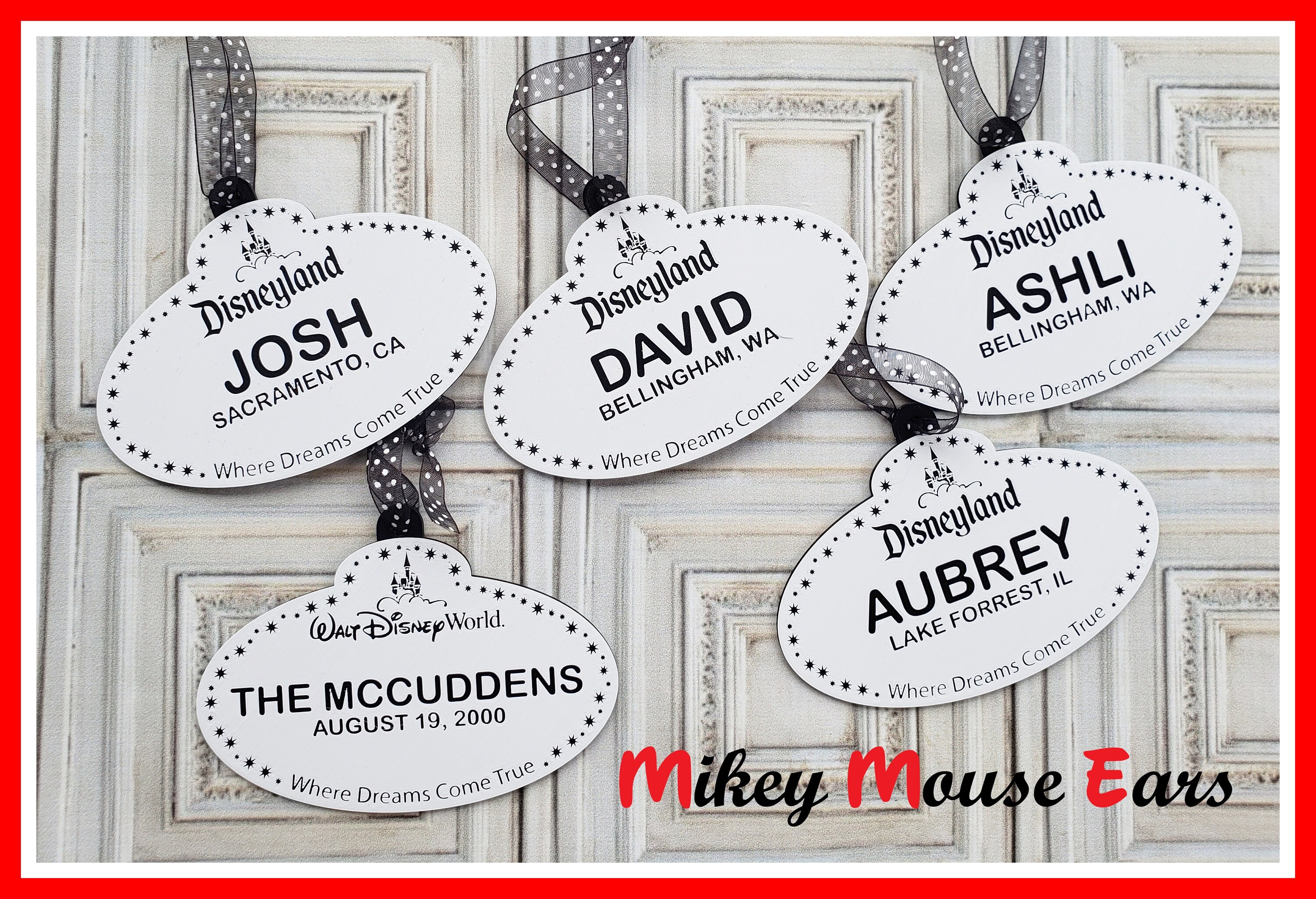 Custom Cast Member Disney Name Tag Ornaments 5in Wide - Etsy