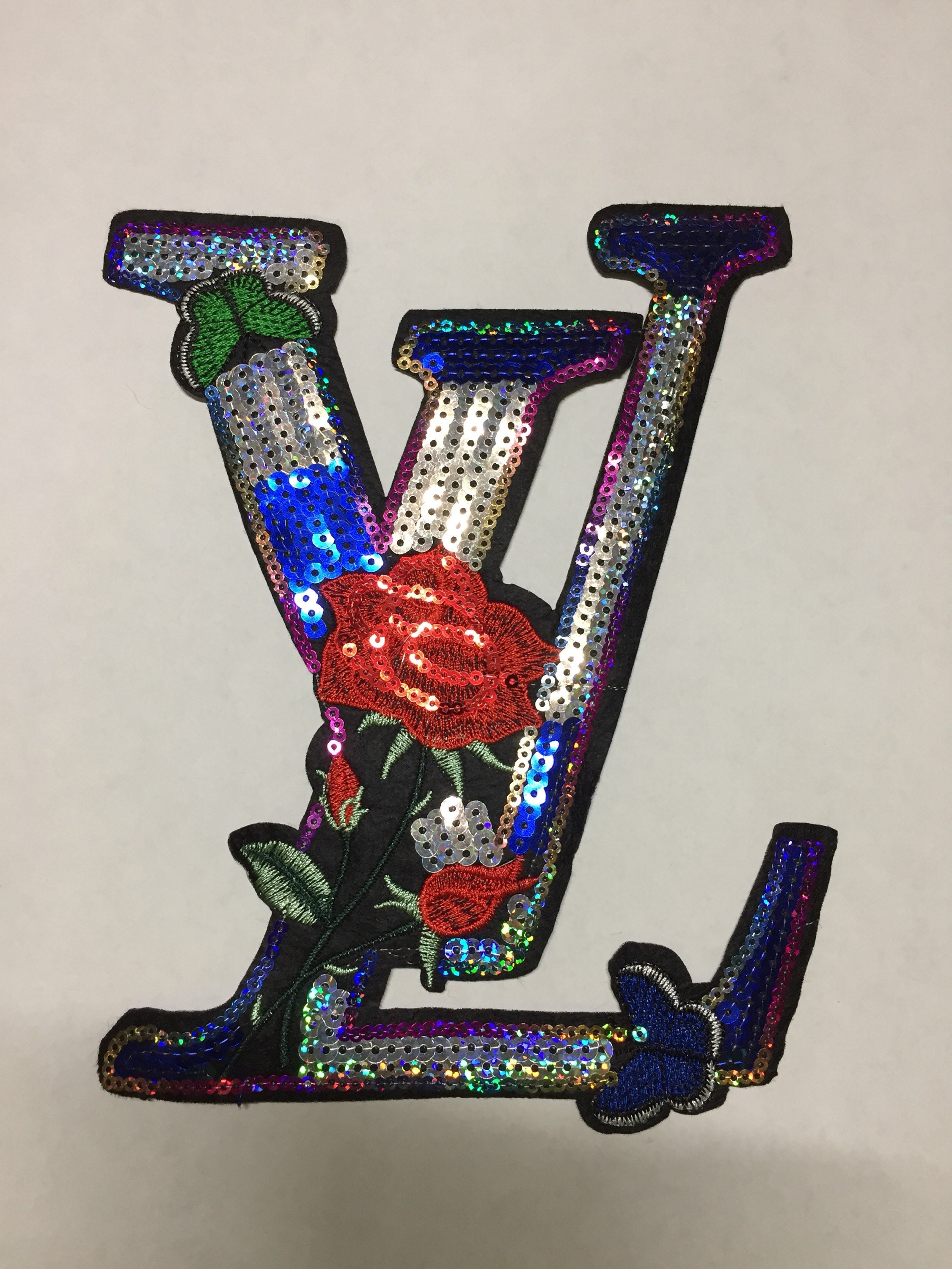 LV Louis Vuitton Sequins Rose Flowers Iron On Patch | Etsy