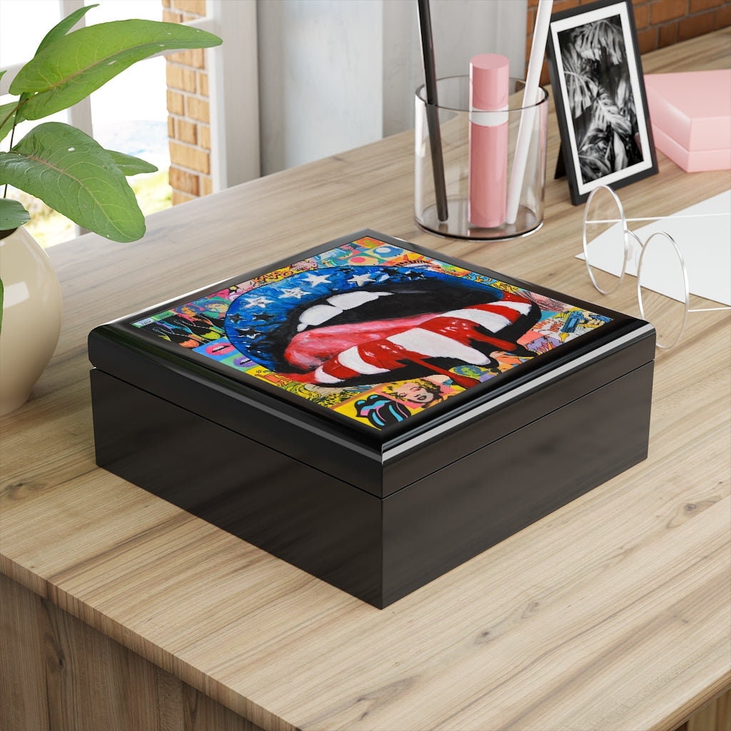 Americana Pop Art Lips Storage Box - Etsy