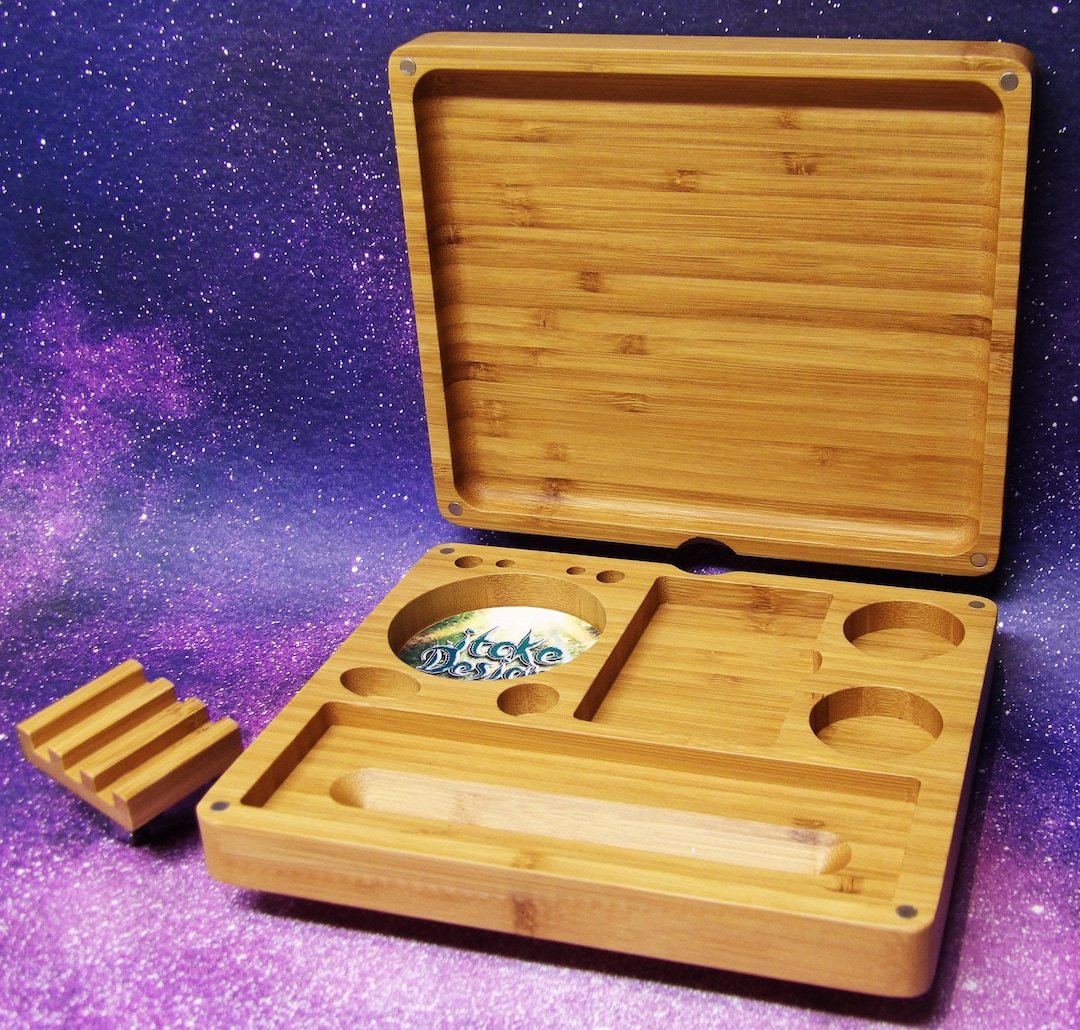 Wooden Stash Box Rolling Tray - Etsy