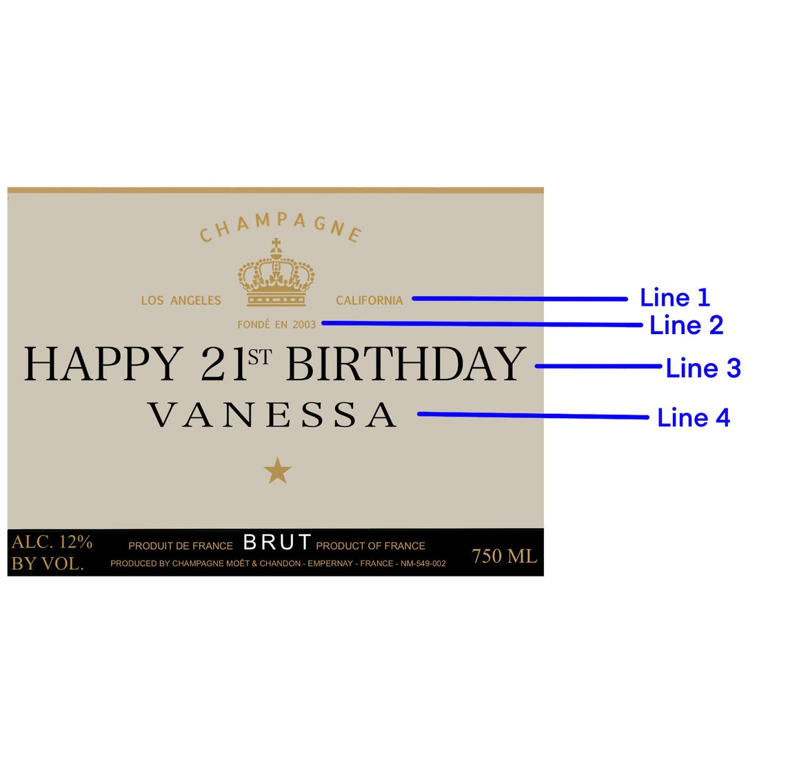 Custom Moet Bottle Label - Etsy