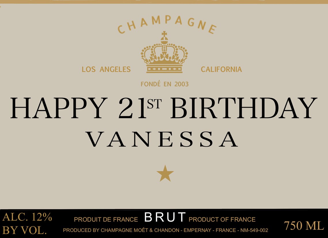 Custom Moet Bottle Label - Etsy