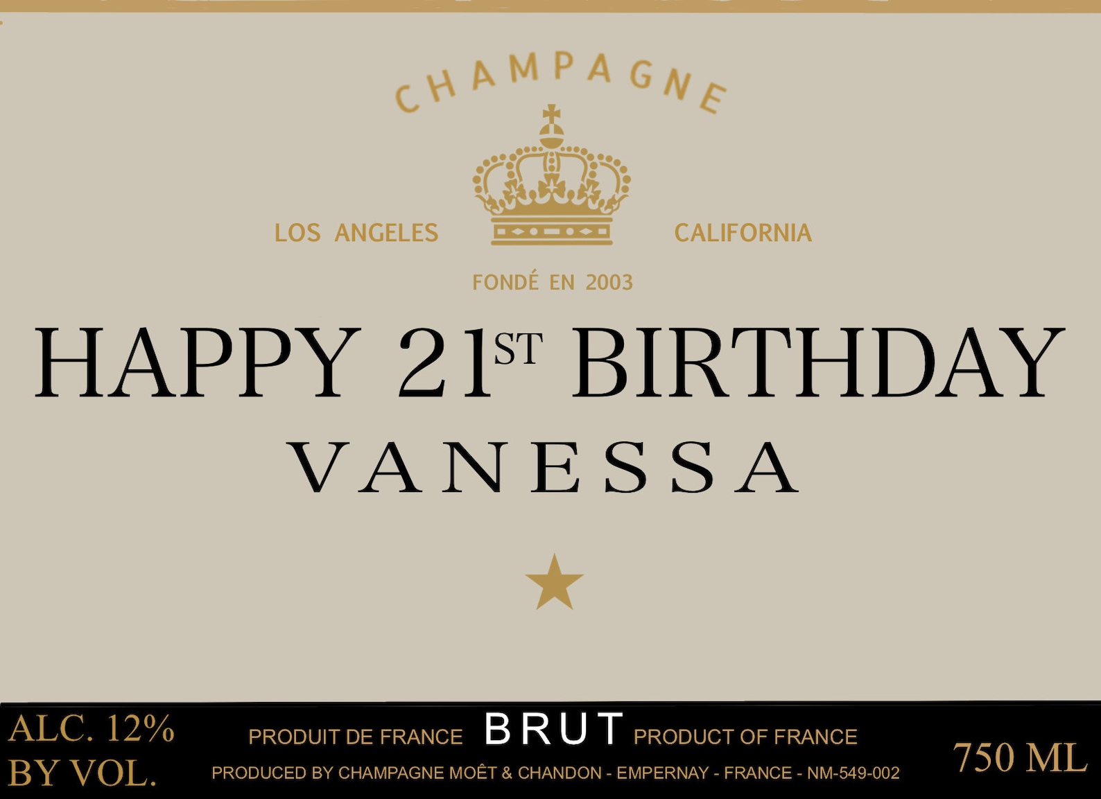 Custom Moet Bottle Label - Etsy