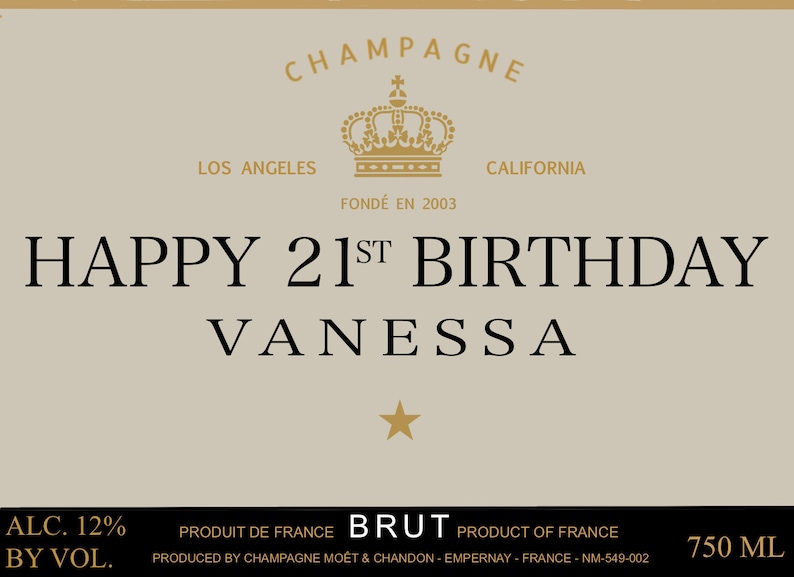 Custom Moet Bottle Label - Etsy