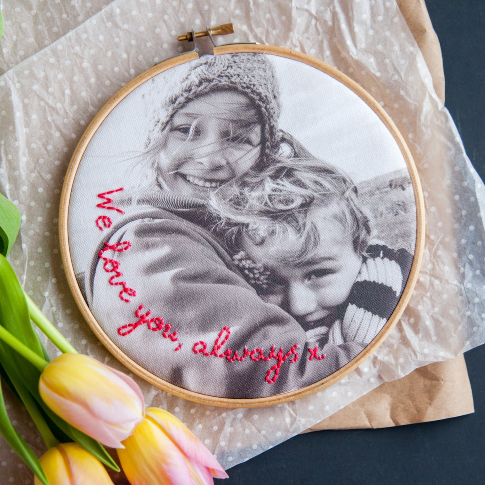 Personalised Message Embroidery Photo Hoop - Etsy