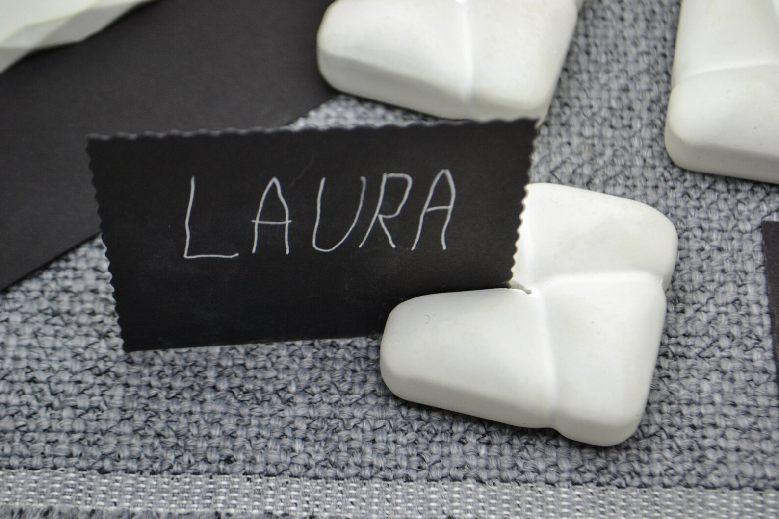 Set of 10 geometric square place card holder Rustic white | Etsy