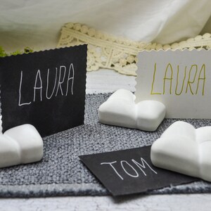 Set of 10 Geometric Square Place Card Holder Rustic White Concrete ...