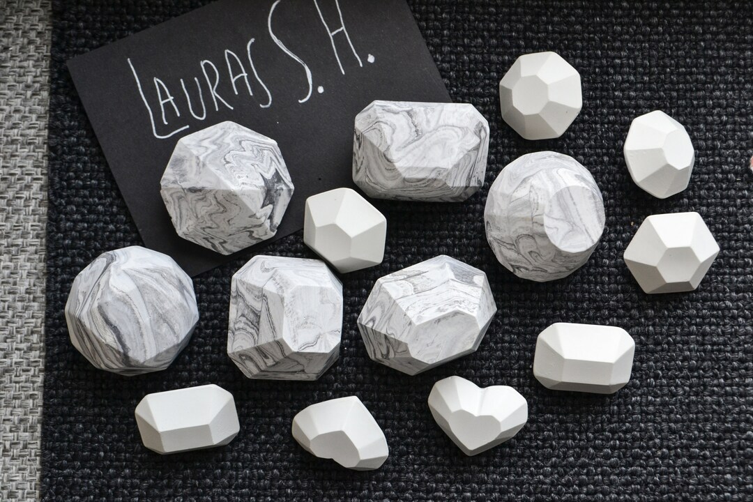 Set of 14 Concrete Geometric Diamond Shape Topped Push Pins, Notice ...