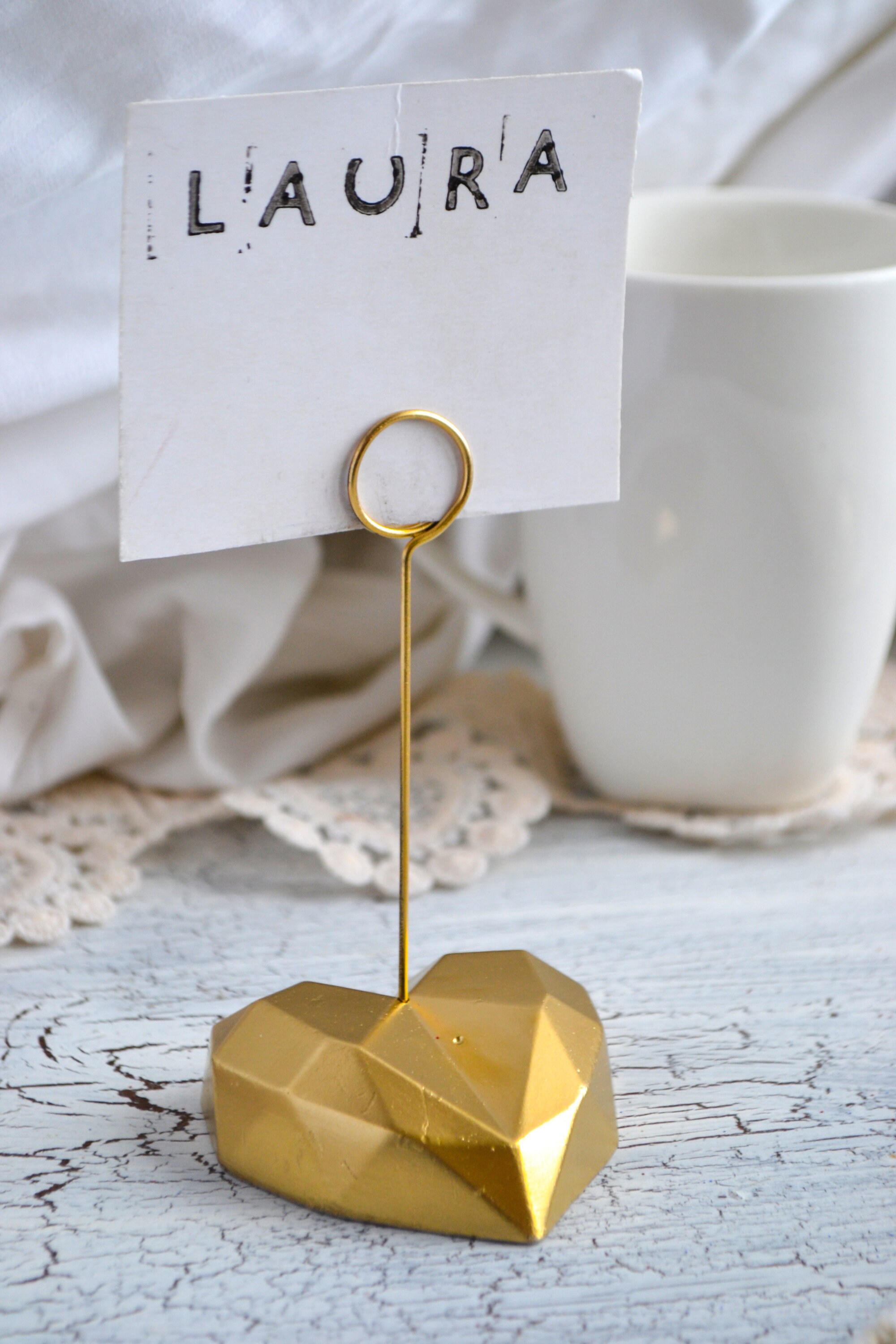 Gold Geometric Wedding Table Place Card Holder, Modern Boho Card Holder ...