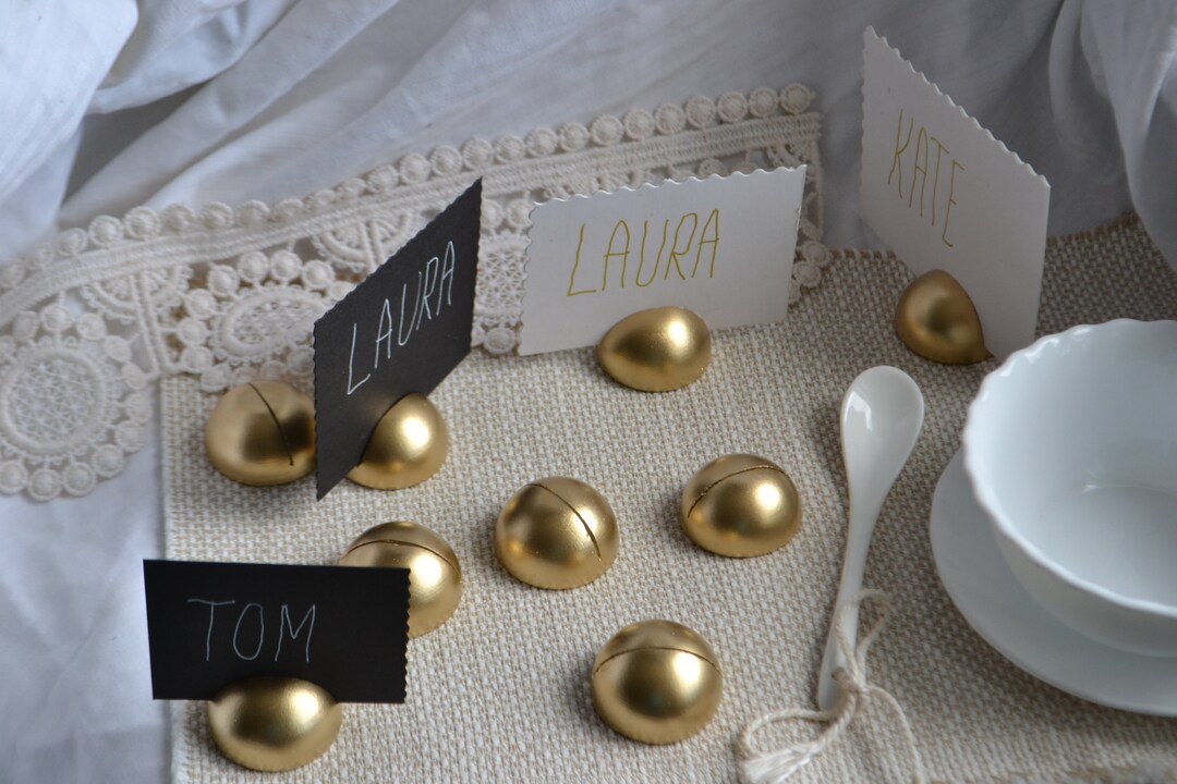 Geometric Gold Wedding Place Card Holder, Modern Boho Place Card Holder ...