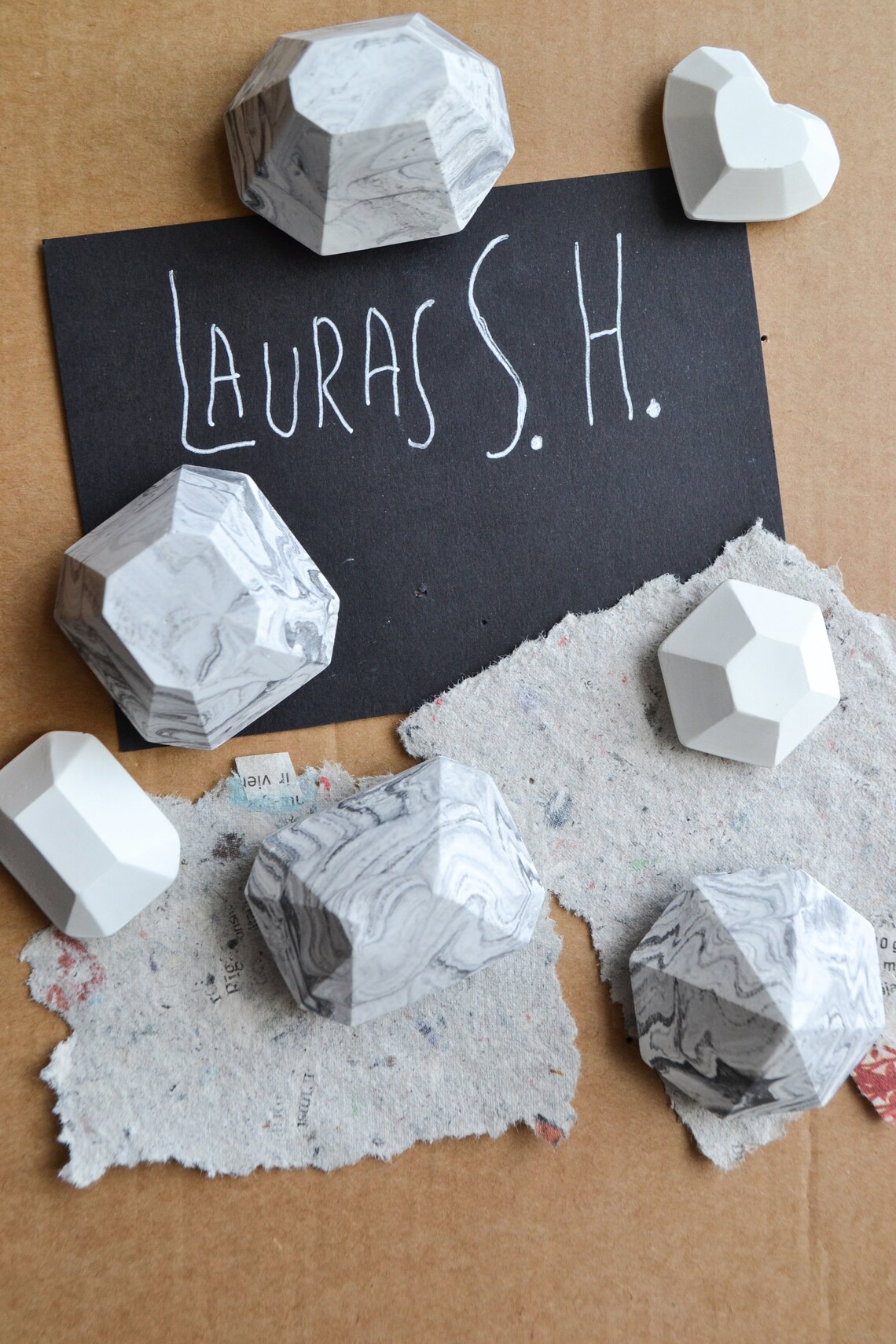 Set of 14 Concrete Geometric Diamond Shape Topped Push Pins - Etsy