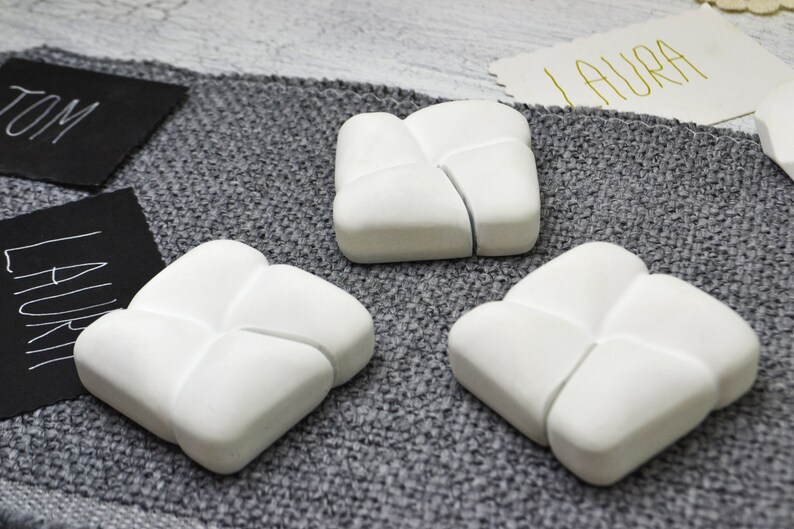 Set of 10 Geometric Square Place Card Holder Rustic White - Etsy