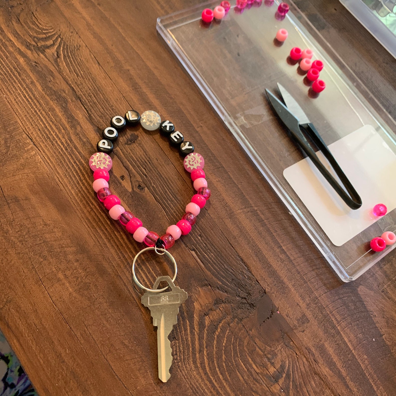 Pink Kandi Pool Keychain | Etsy