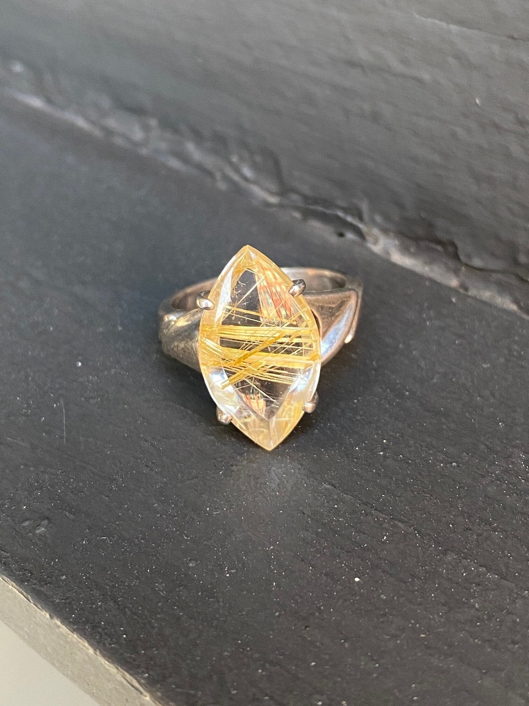 Gold Rutilated Quartz Ring - Etsy