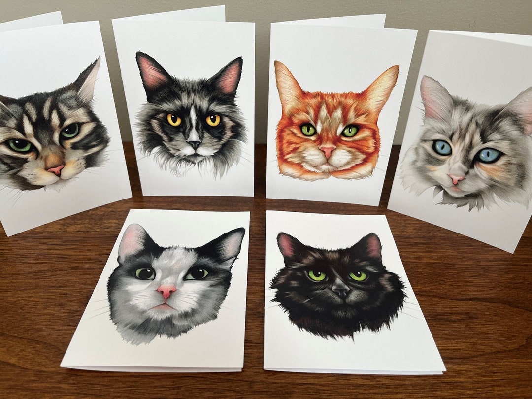Cat Notecards Blank Notecards Original Printed Artwork Pencil ...