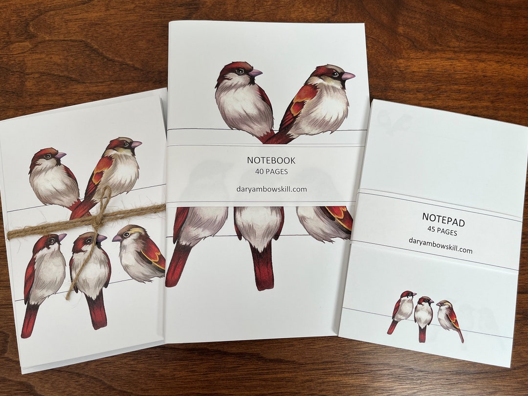 Sparrow Stationery Gift Set | Notebook | Notepad | Notecards | Original ...