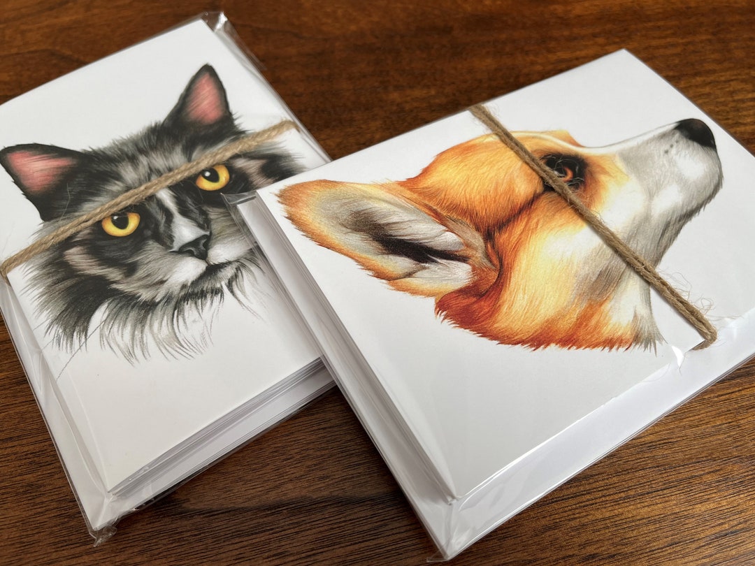 Two Notecard Pack Bundle Notecards Cats Dogs Animals Birds Pets ...