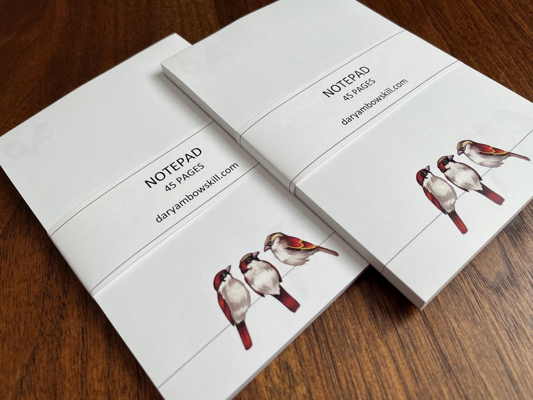 Sparrow Notepad | Two Pack | Original Printed Artwork | Scratchpads ...
