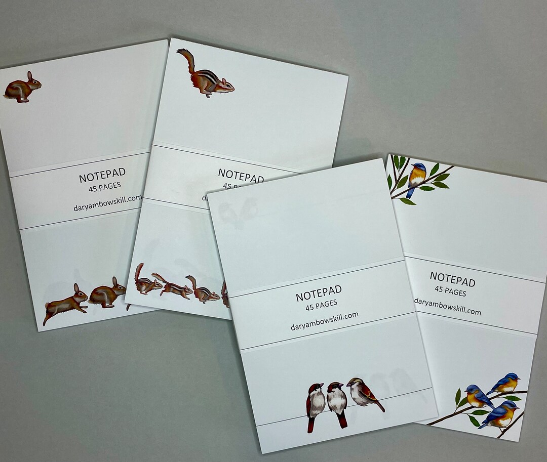 Four Notepad Set | Notepads | Scratch Pads | Animals | Birds | Variety ...