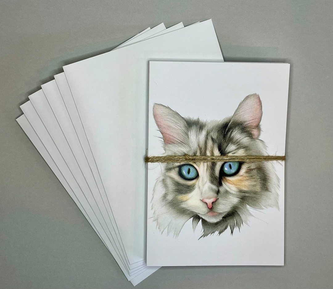 Cat Notecards | Blank Notecards | Original Printed Artwork | Pencil ...