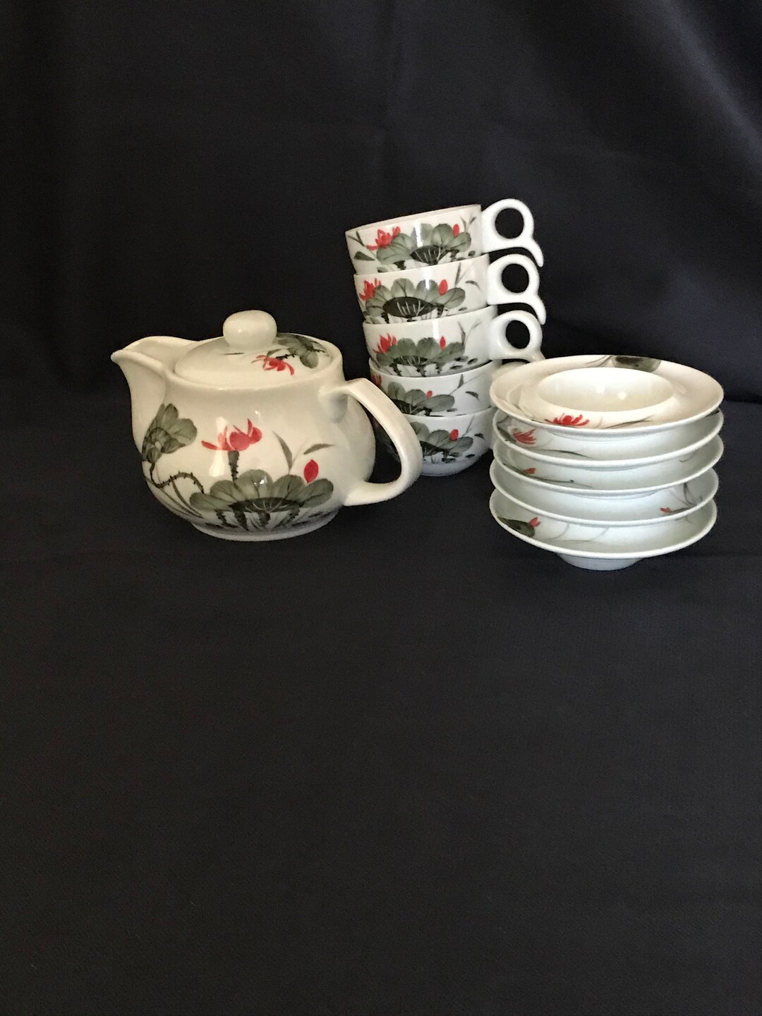 Vintage Porcelain Hand Painted Sake / Tea Set - Etsy