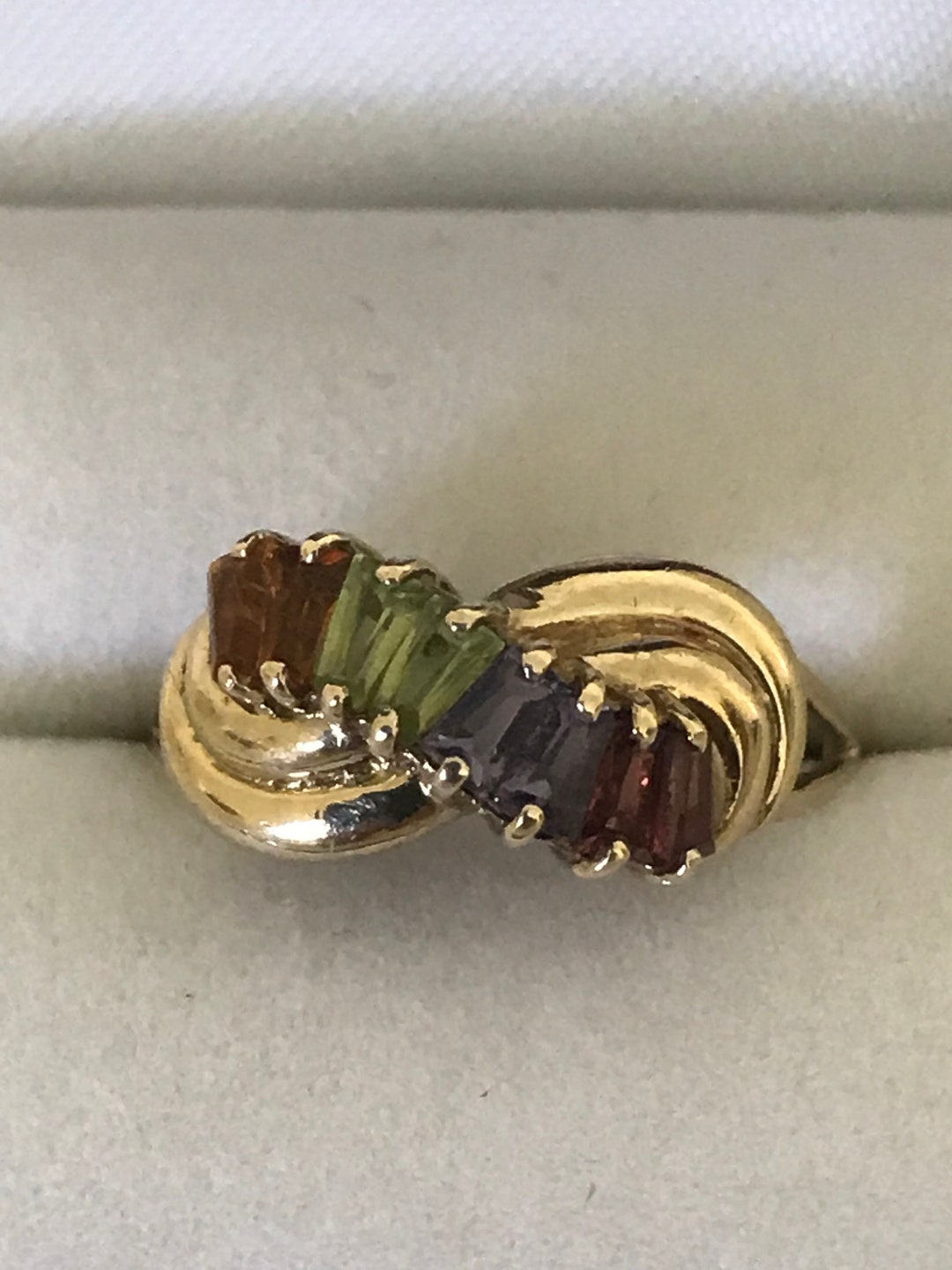 Gold Multi Stone Baguette Dress Ring - Etsy