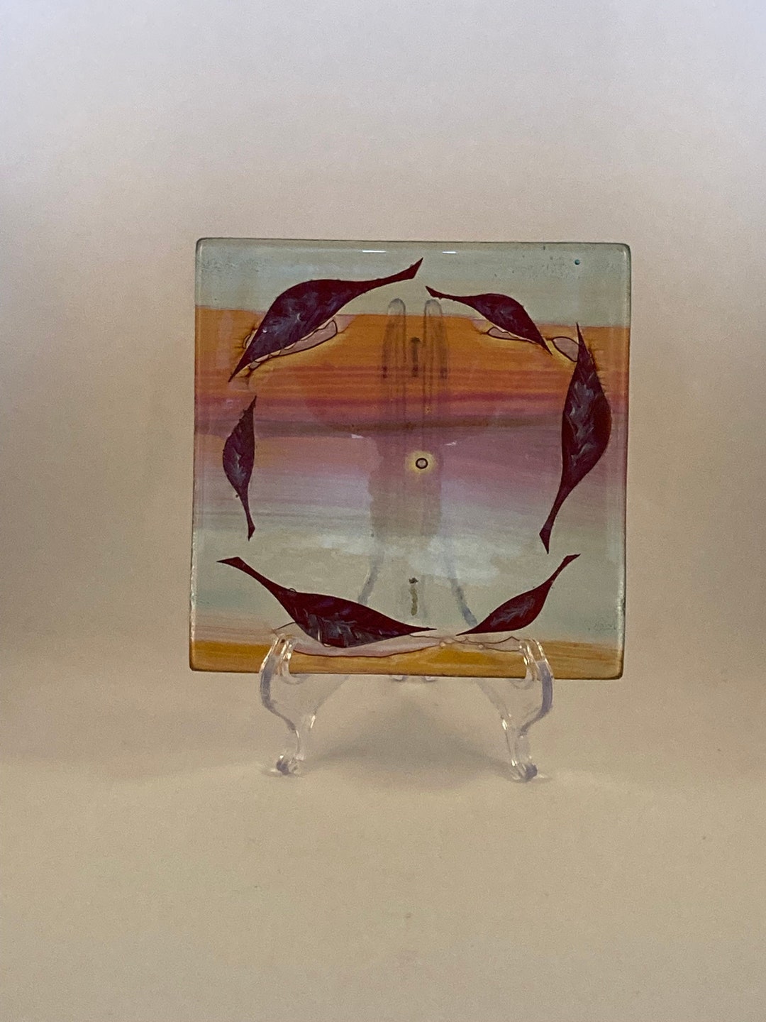 Decorative Art Glass Square Curved Plate - Etsy