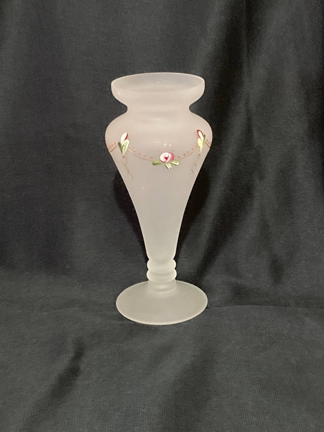 Vintage Hand Painted Frosted Glass Flower Vase - Etsy