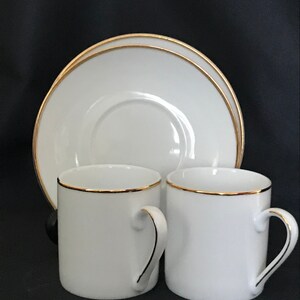 Milano Collection Fine Porcelain Coffee Cup and Saucer Set White With ...