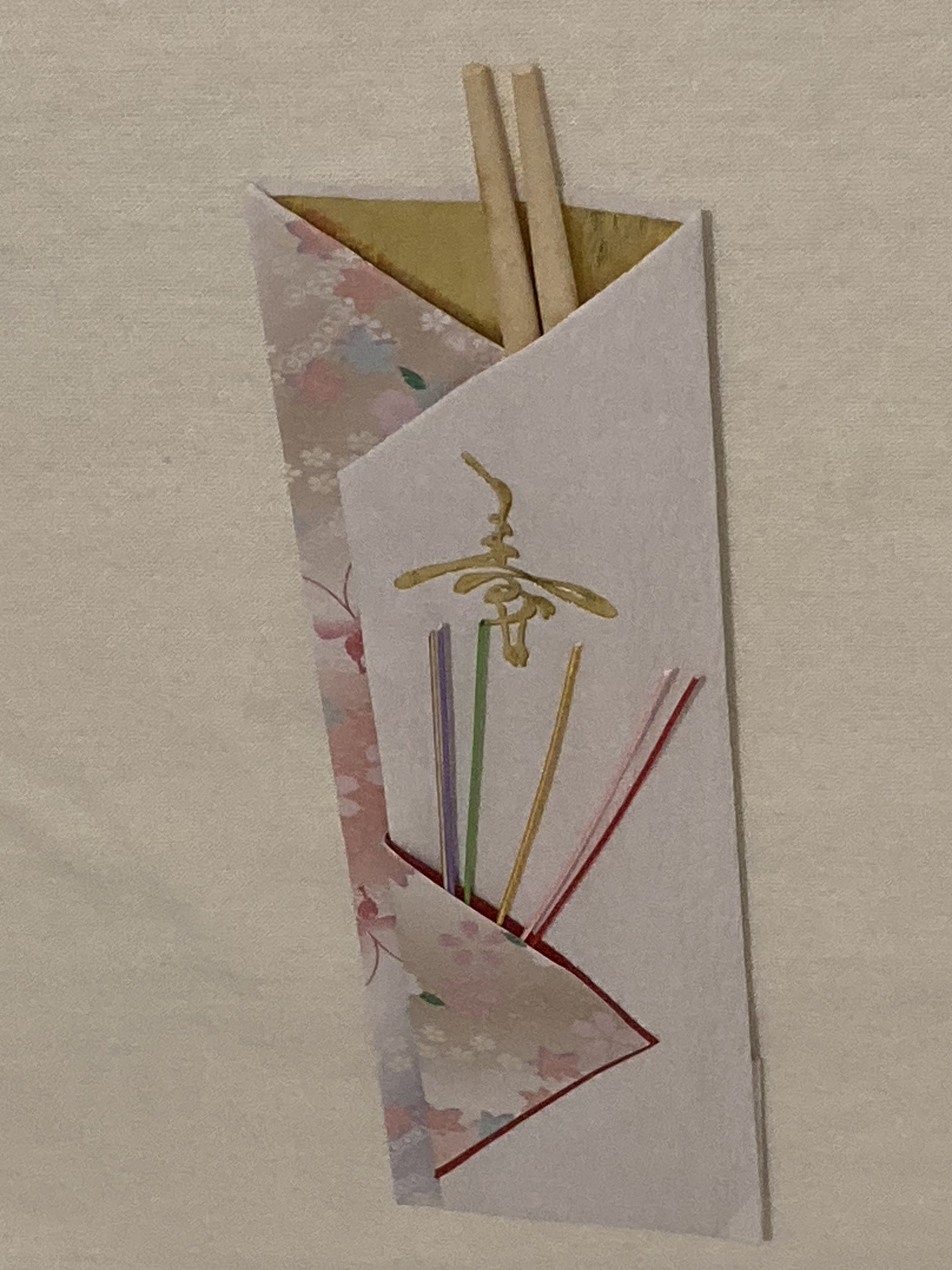 Set of Five Japanese Paper Origami Chopstick Sleeves With Wooden ...