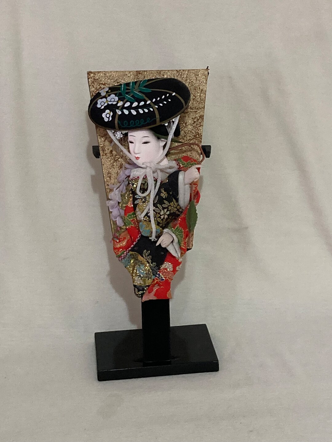 Vintage Japanese Hagoita Geisha Paddle on Stand - Etsy